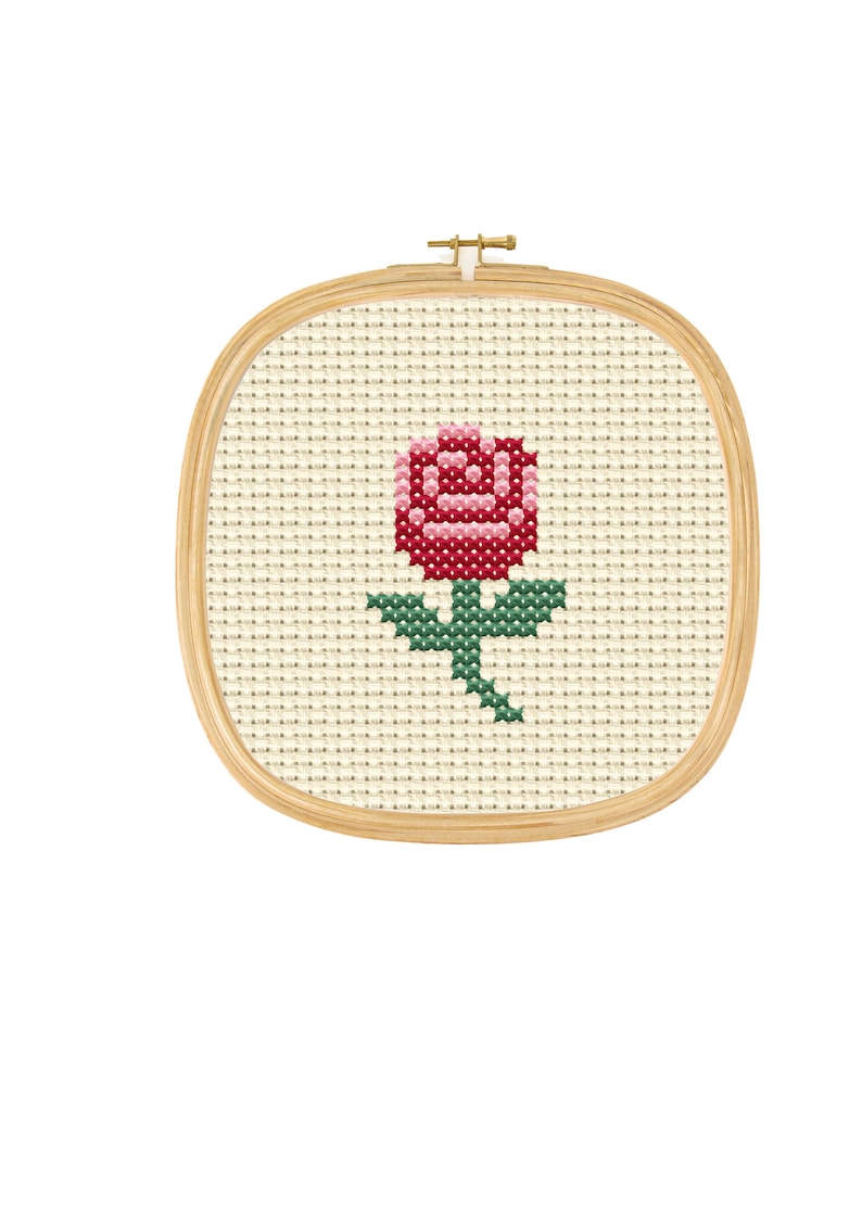 Tiny Rose Cross Stitch Pattern, Vintage Flower Embroidery, Mini Xstitch ...