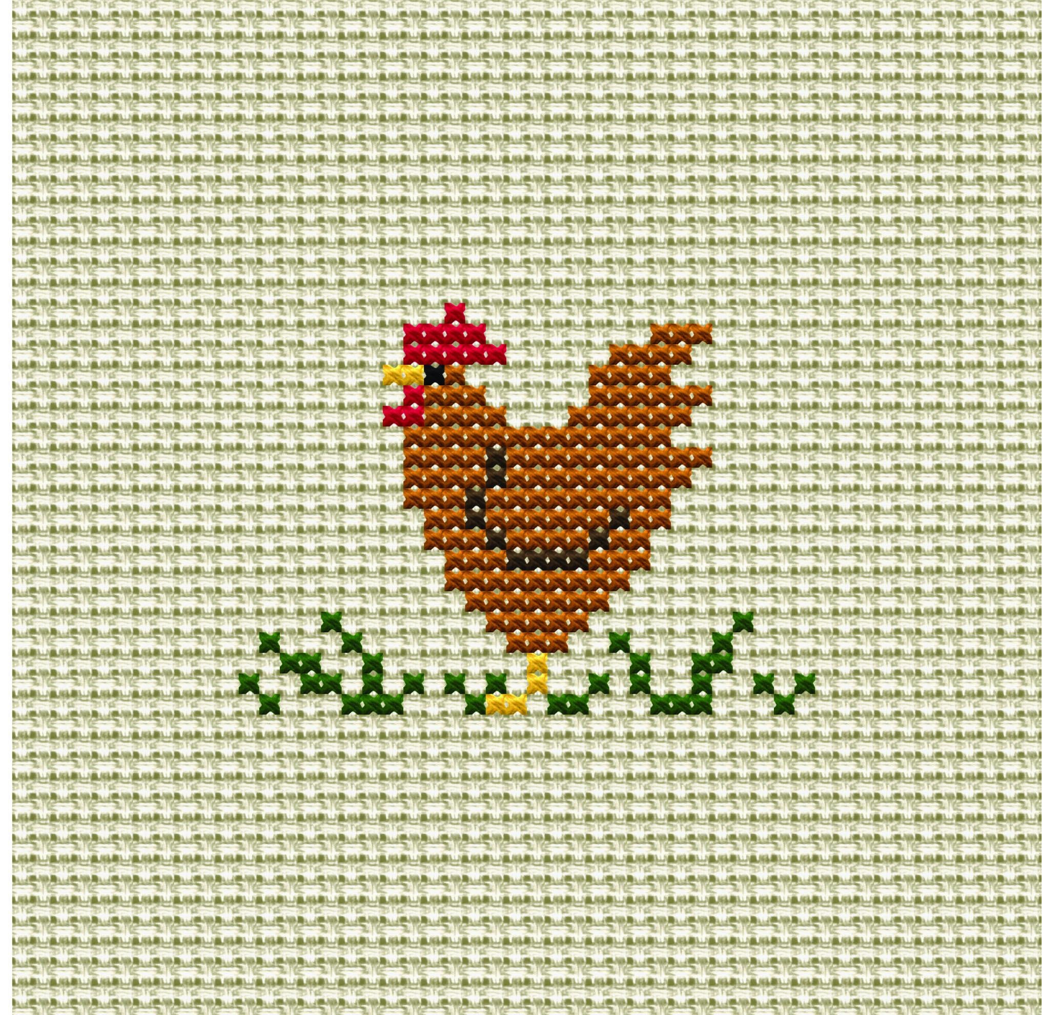 Little Brown Hen, Cross Stitch Chicken Pattern, Simple Stitching, Easy ...