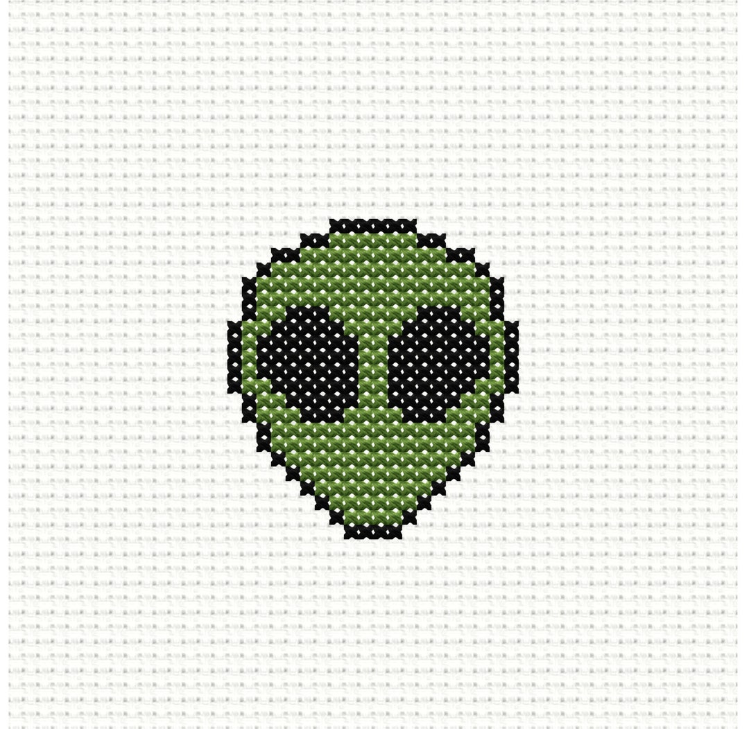 Miniature Alien Head, Spacey Cross Stitch Pattern, Simple X Stitch ...