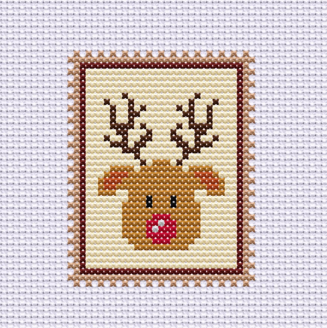 Reindeer Cross Stitch Pattern, Small Christmas Stamp, Simple Stitching ...