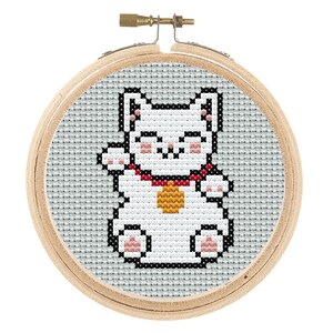 Lucky Waving Hand Cat, Cross Stitch Pattern, Good Luck Money Cat ...