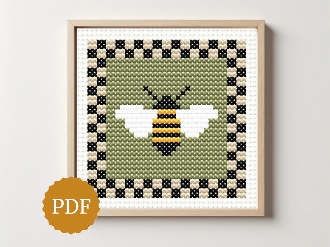 Bee Cross Stitch Pattern PDF, Folk Bee Embroidery, Farmhouse Insect ...