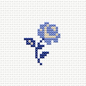 Vintage Blue Rose, Cross Stitch Pattern, Easy for Beginners, Simple X ...