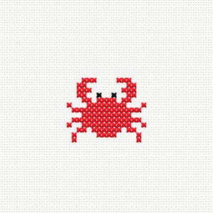 Coral Crab Cross Stitch Pattern, Nautical Summer Embroidery, Beachy ...