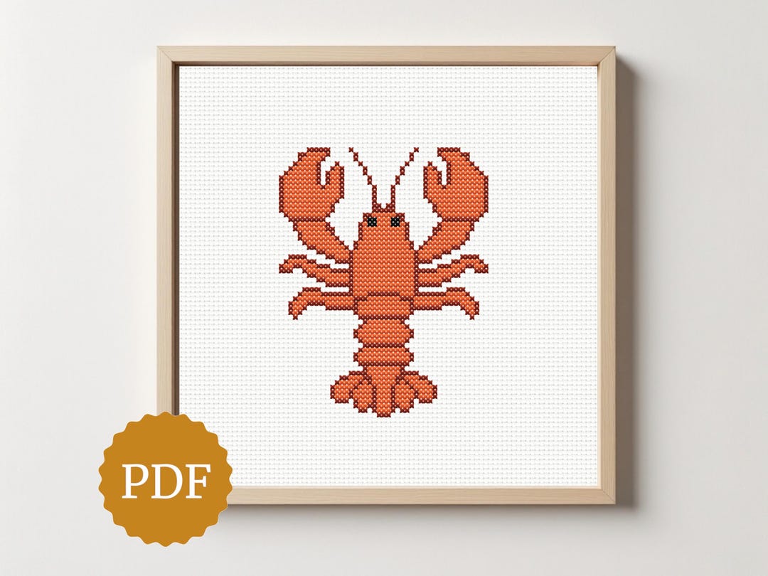 Lobster Cross Stitch Pattern, Coastal Seafood Design, Mediterranean ...