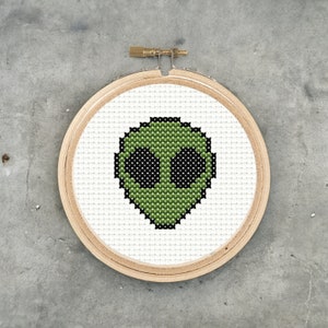 Miniature Alien Head, Spacey Cross Stitch Pattern, Simple X Stitch ...