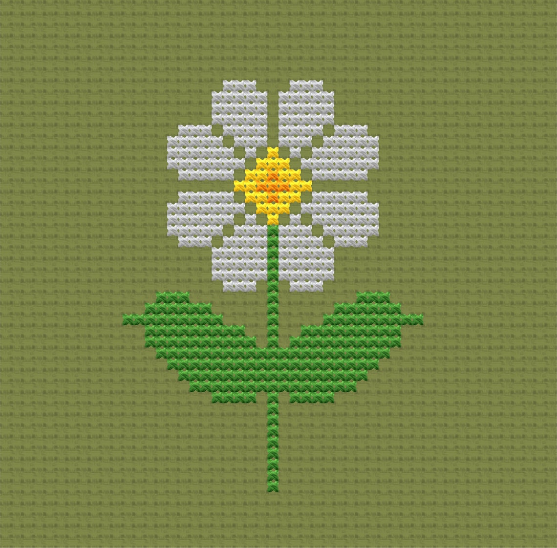 Margarita Flower, Easy Daisy Cross Stitch Pattern, PDF Chart for Beginners, White Flower for ...