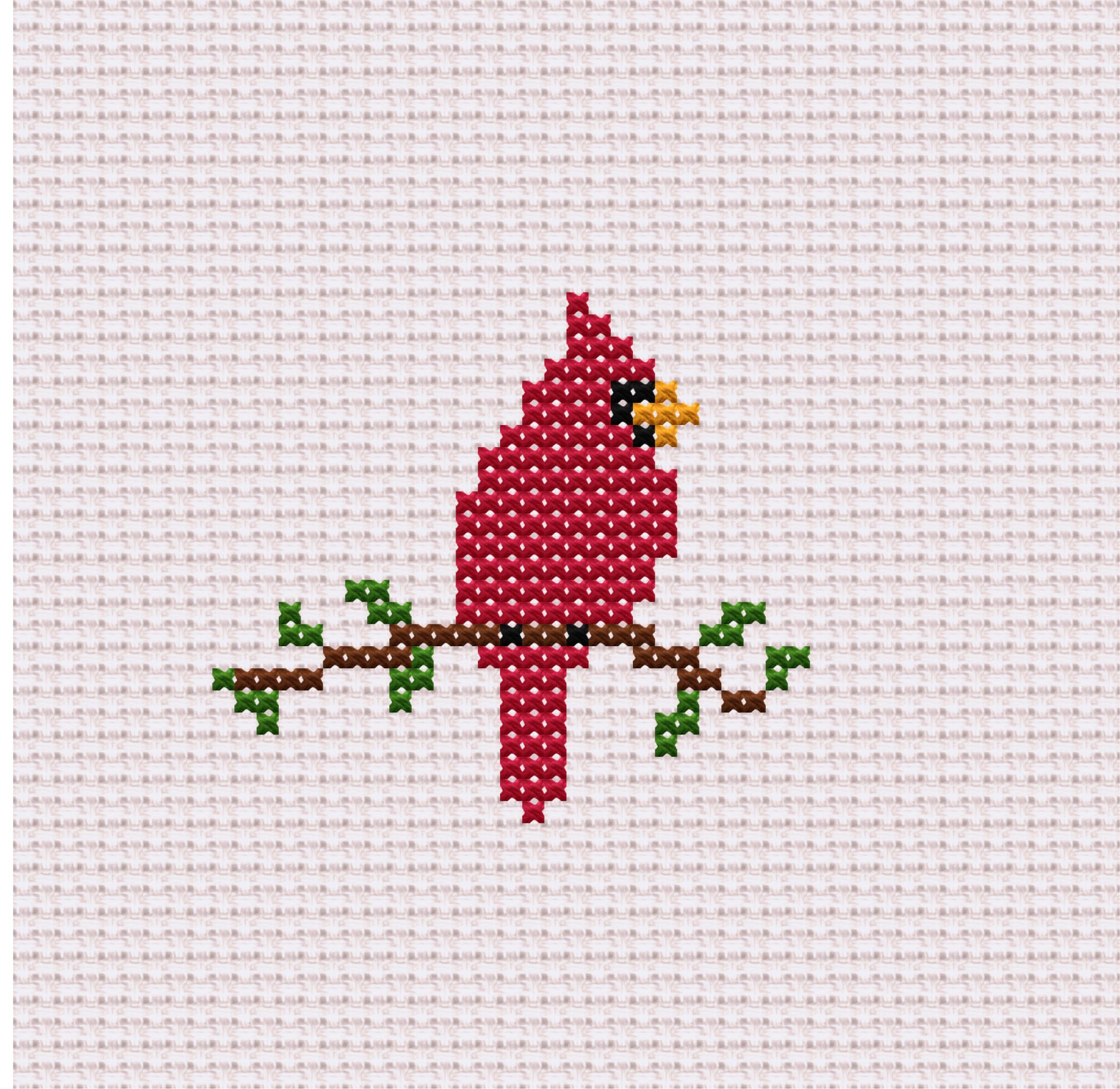 Little Cardinal in Dusty Rose Colour, Bird Sitting on Branch, Cross ...