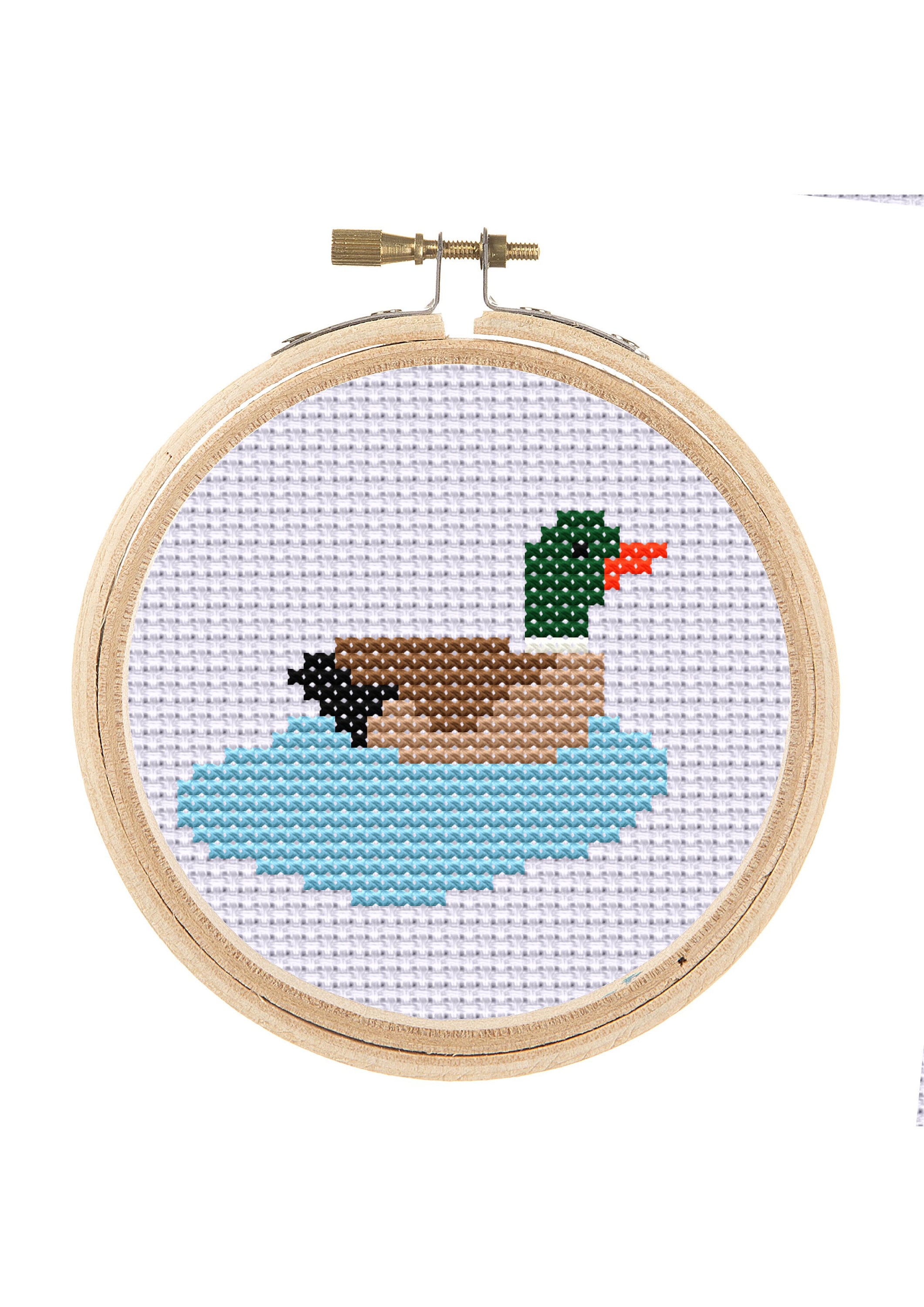 Green Head Duck, Counted Cross Stitch Mallard Duck, Miniature Pattern ...