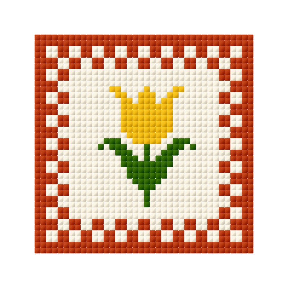 Retro Tulip Cross Stitch Pattern, Dutch Flower Embroidery PDF, Red ...
