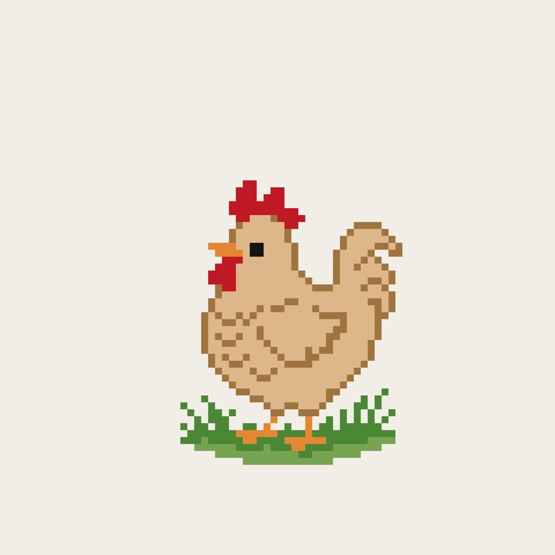 Country Chicken Cross Stitch Pattern PDF, Farm Animal Nursery Wall ...