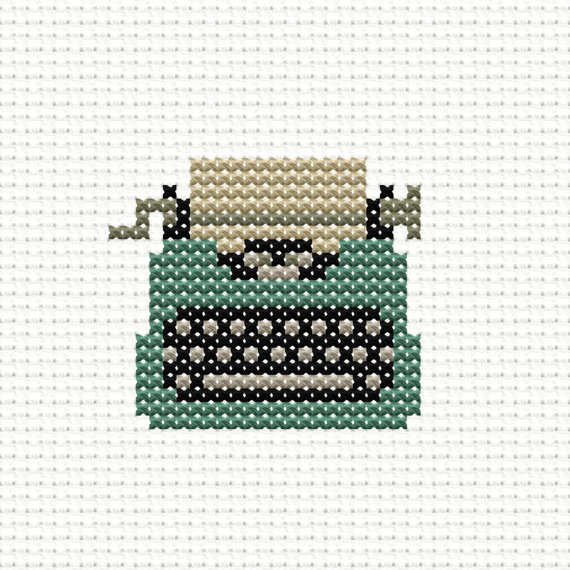 Vintage Typewriter Cross Stitch Pattern, Retro Mint Green Writer ...