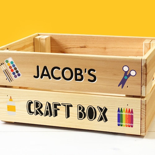 Personalised Wooden Arts & Crafts Box for Kids BOY GIRL | Etsy