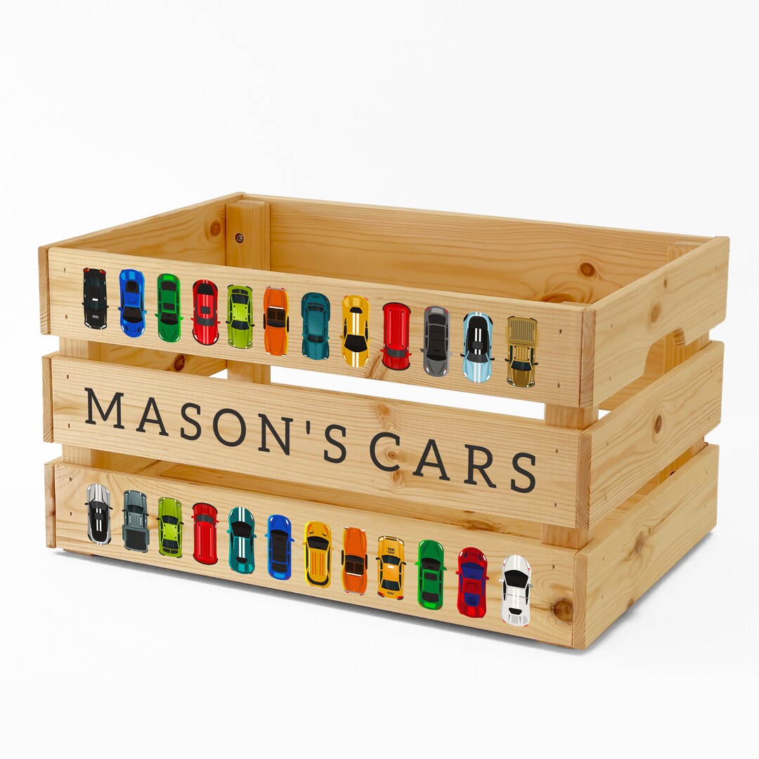 Personalised Wooden Toy Car Storage Crate: Kids Vehicle Box - Etsy