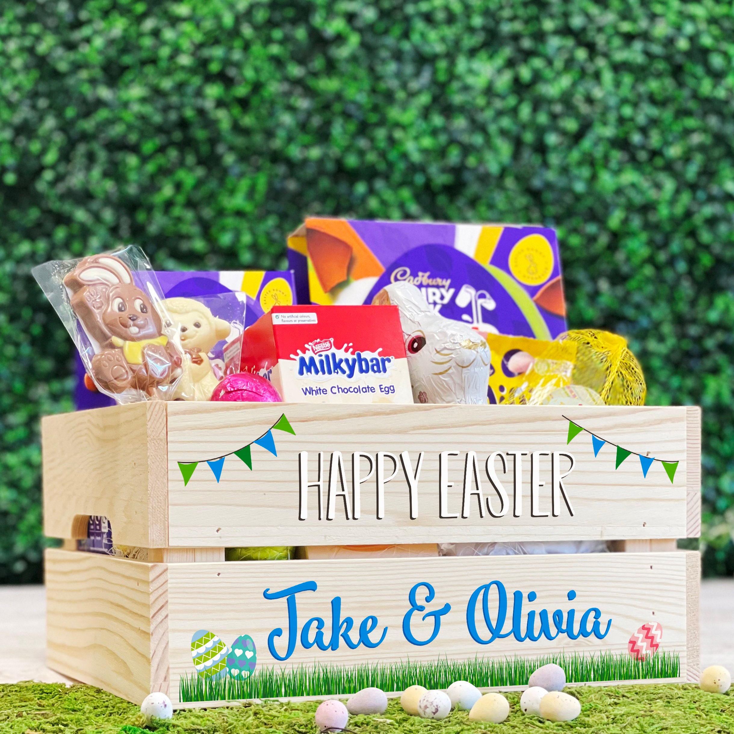 Personalised Wooden Happy Easter Crate Box Easter Egg Treat - Etsy UK