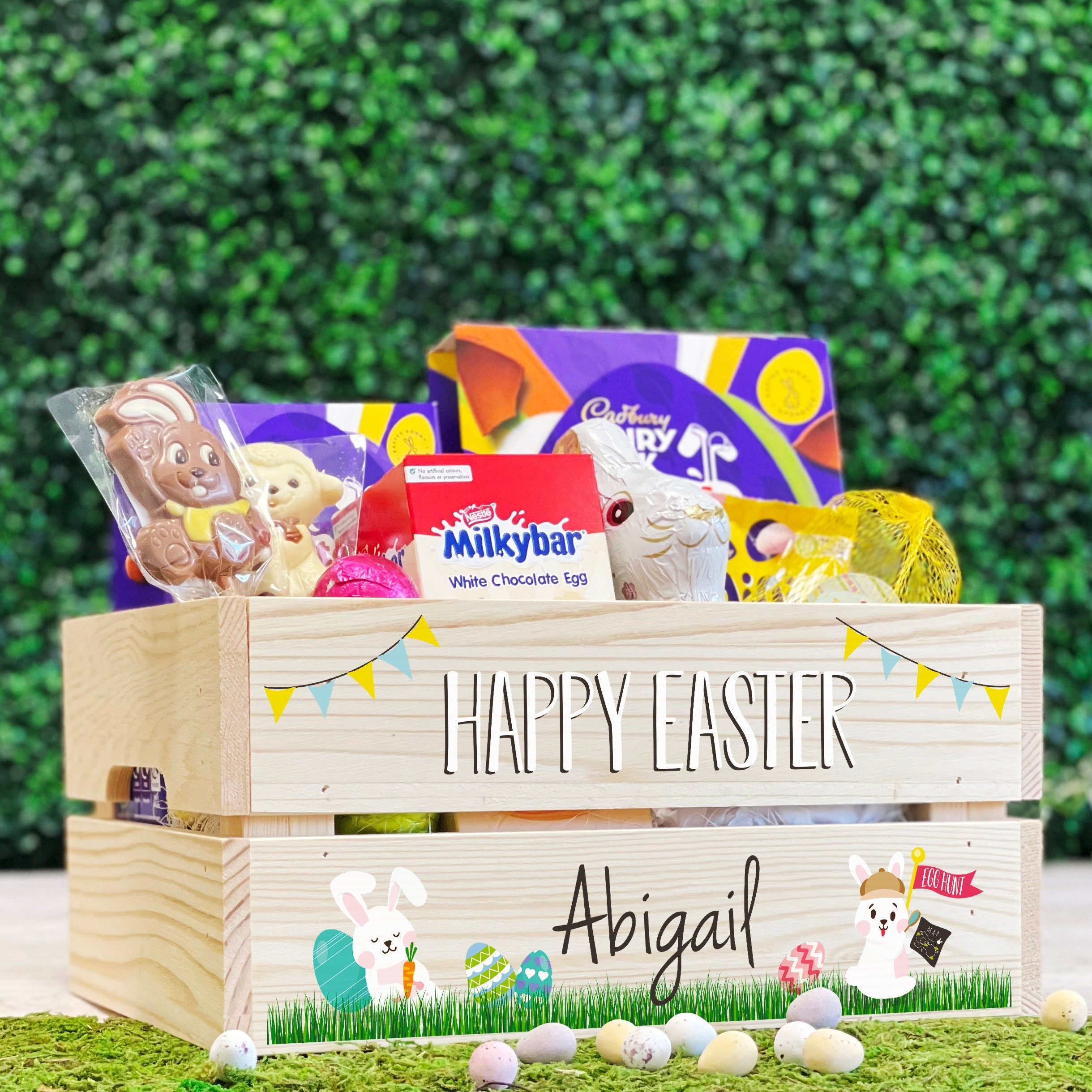 Happy Easter Personalised Bunny Rabbit Crate Easter Egg - Etsy UK