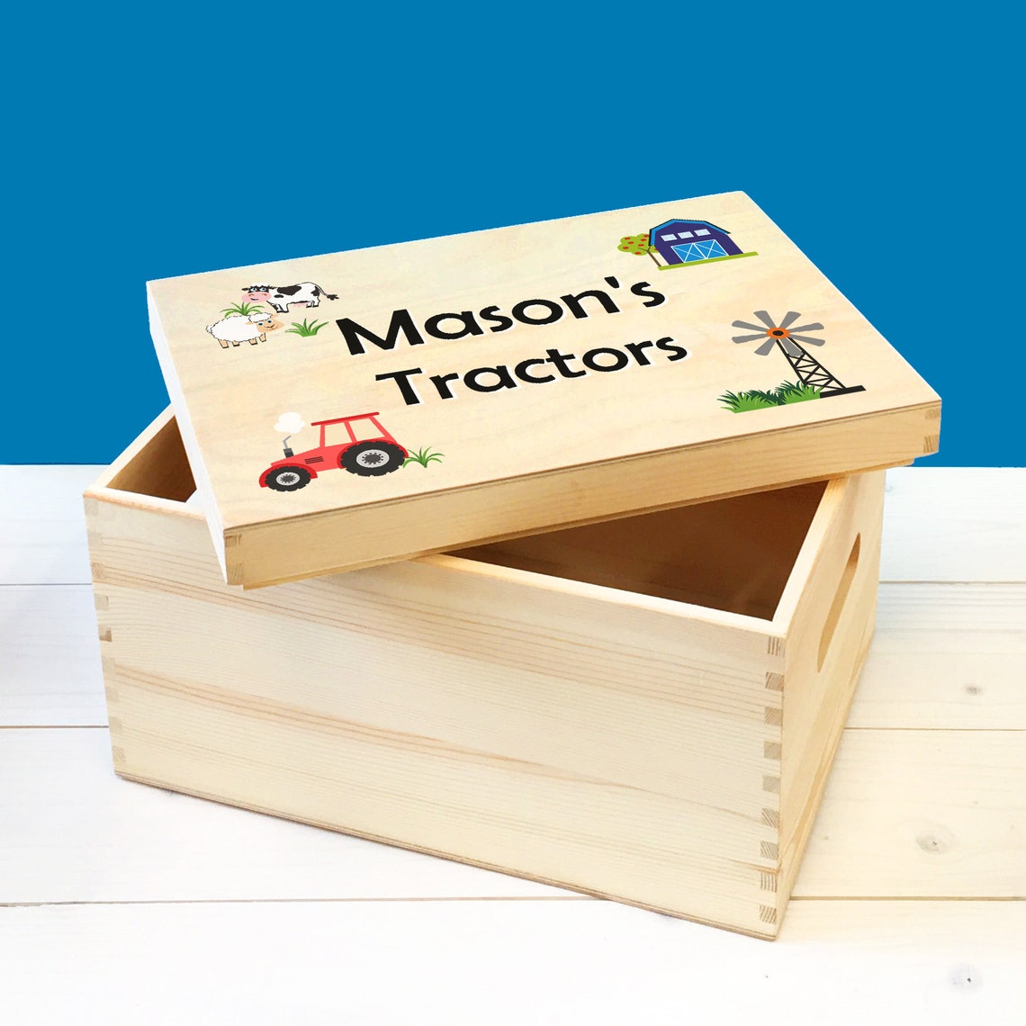 Personalised Farm Tractors Wooden Kids Toy Box Childrens - Etsy