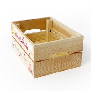 Personalised Children's Bedtime Story Book Box, Kids Wooden UNICORN Book Box Crate for GIRLS or ...