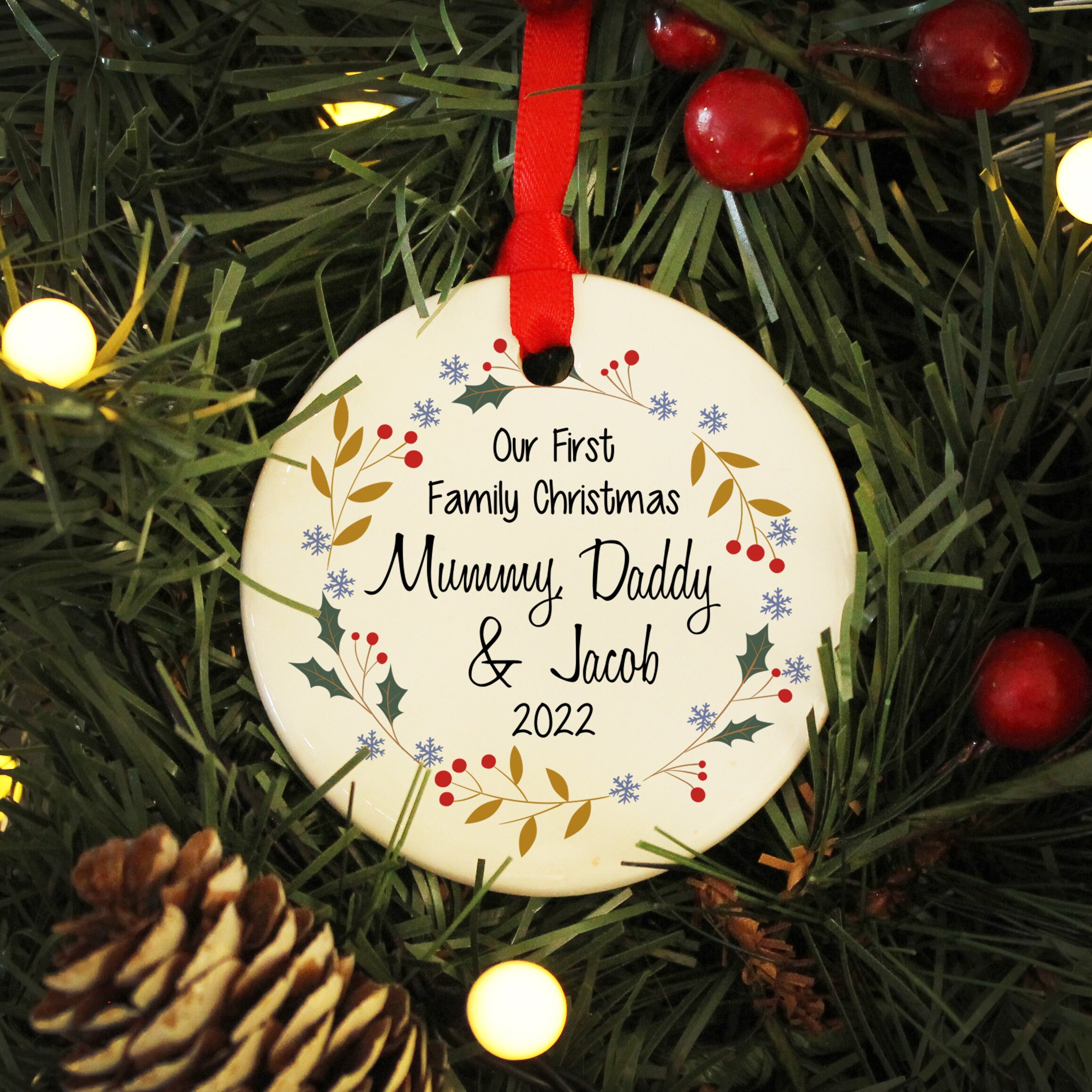 Personalised First Family Christmas Ceramic Bauble 1st Family - Etsy