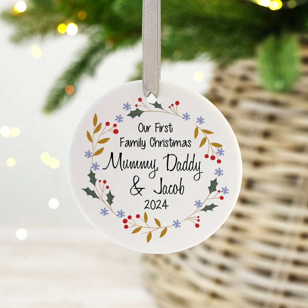 Personalised First Family Christmas Ceramic Bauble: Baby's 1st Xmas ...