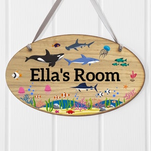 Personalised Kids Sea Creatures Theme Bedroom Door Sign, Children's ...