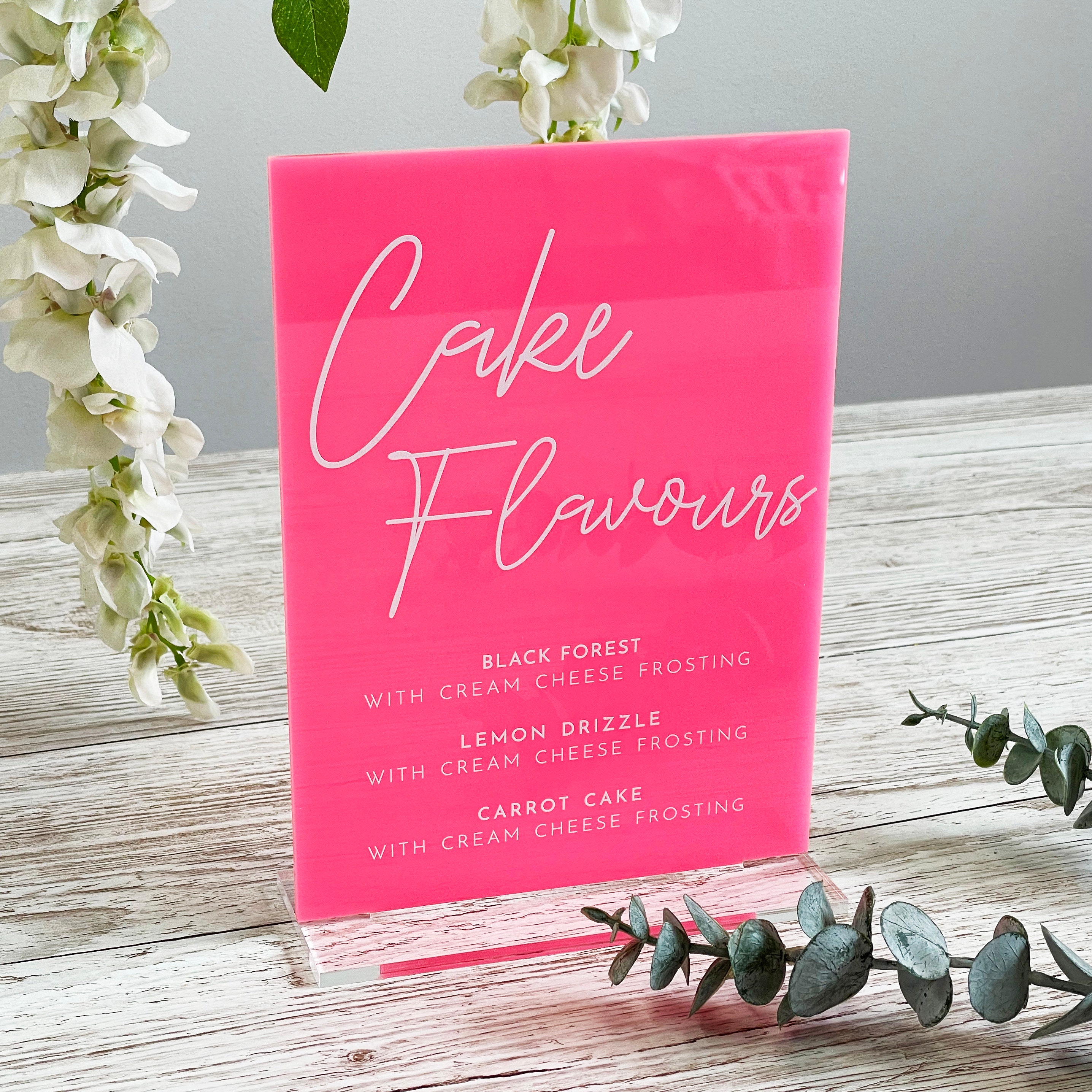 Luxury Acrylic Wedding Cake Flavour Sign Modern Custom | Etsy