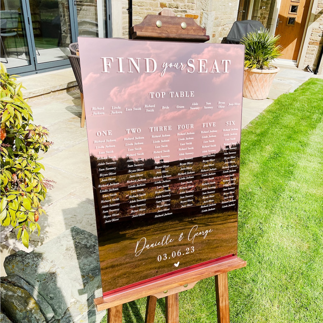 Elegant Acrylic Wedding Guest Seating Chart, Table Plan Sign - Wedding ...