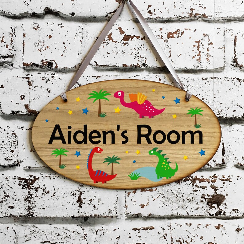 Personalised Kids Dinosaur Theme Bedroom Door Sign - Etsy