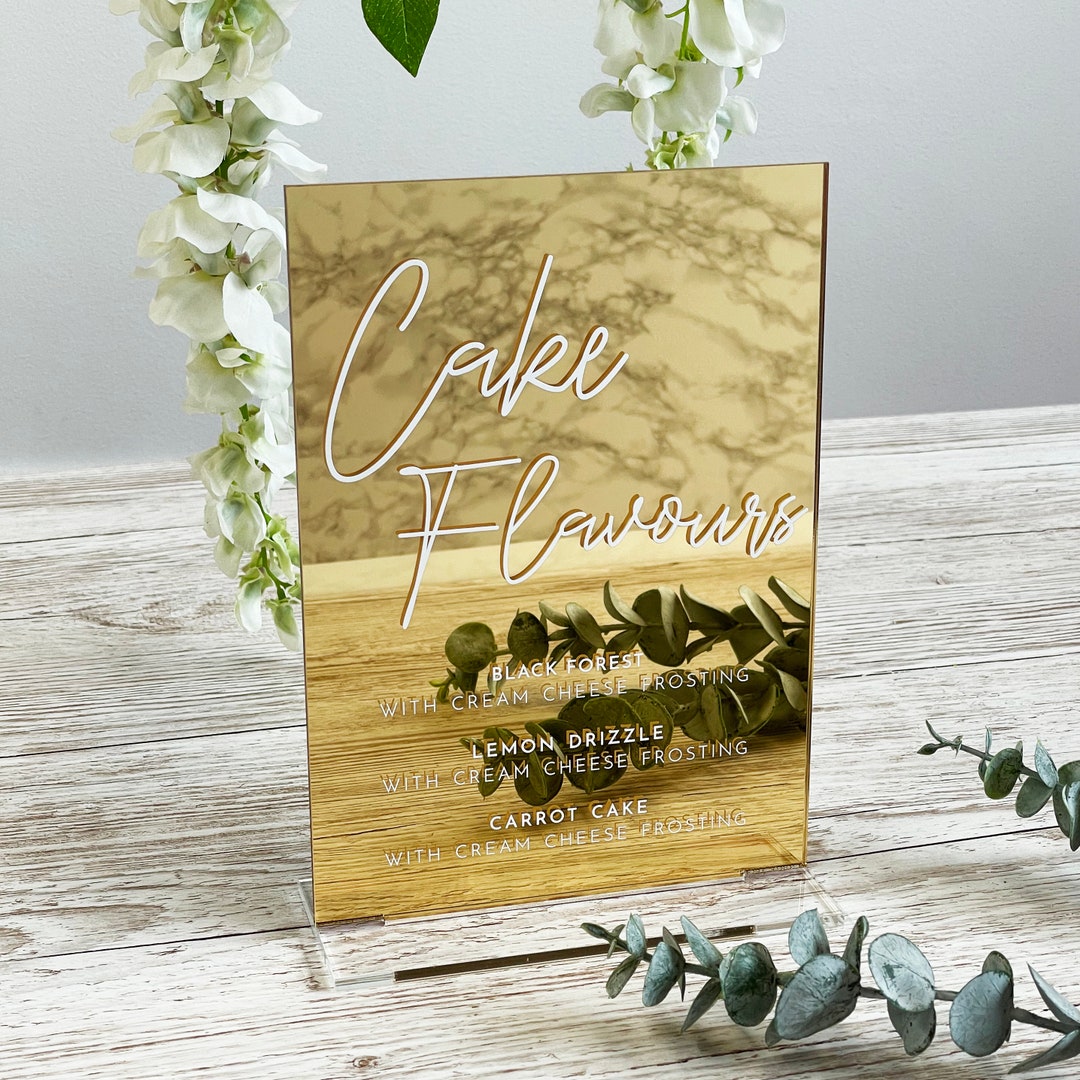 Luxury Acrylic Wedding Cake Flavour Sign - Modern Custom Wedding Décor ...