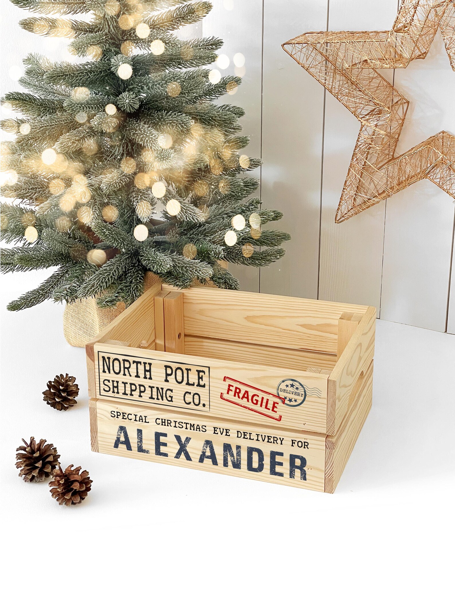 Personalised Christmas Eve Box, Wooden Xmas Shipping Crate, Special ...
