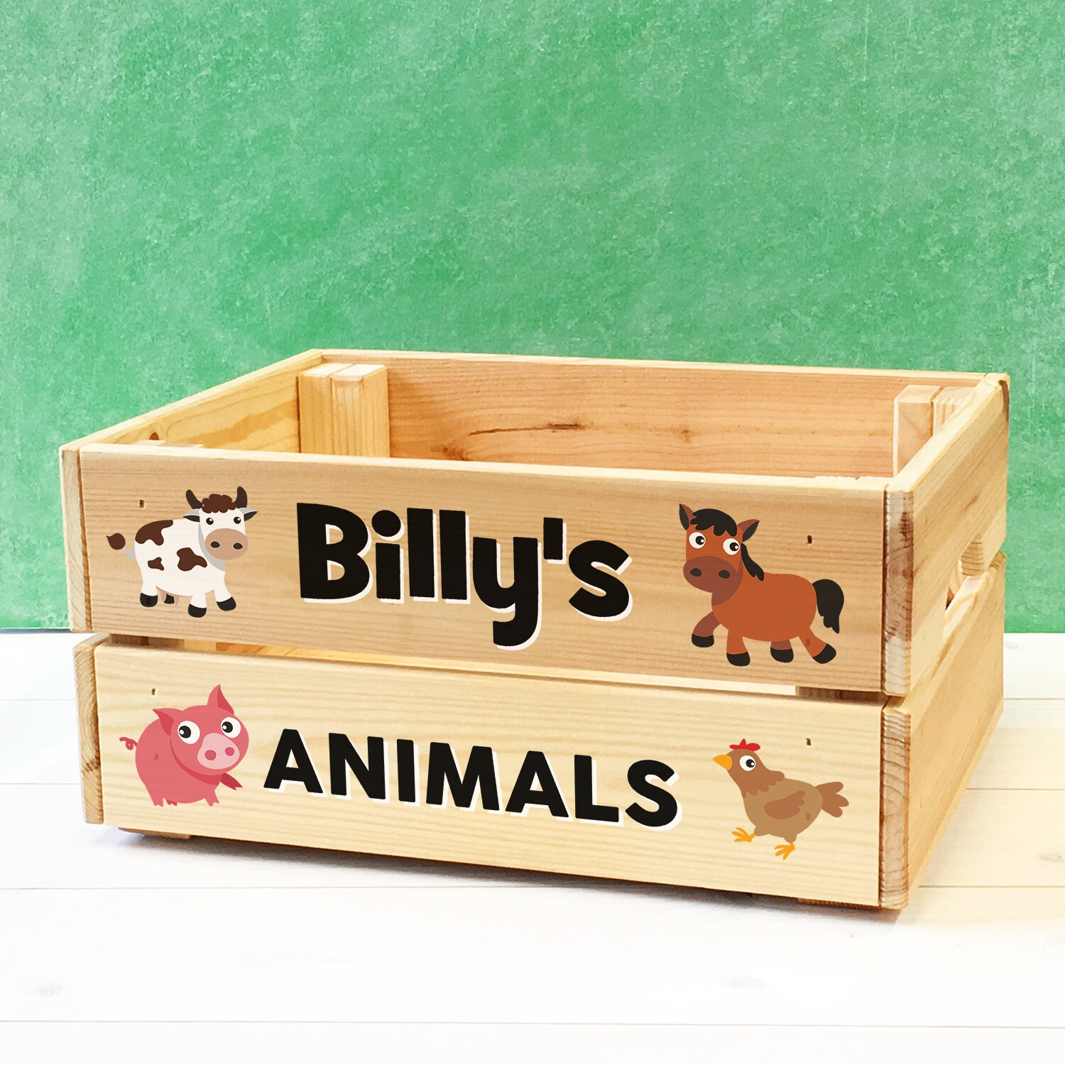 Personalised Kids Toy Farm Animals Wooden Storage Toy Box | Etsy
