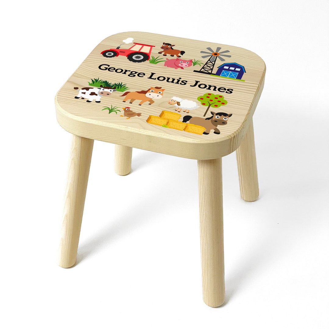 Personalised Farm Animals Themed Wooden Children's Kids Stool, Tractor ...