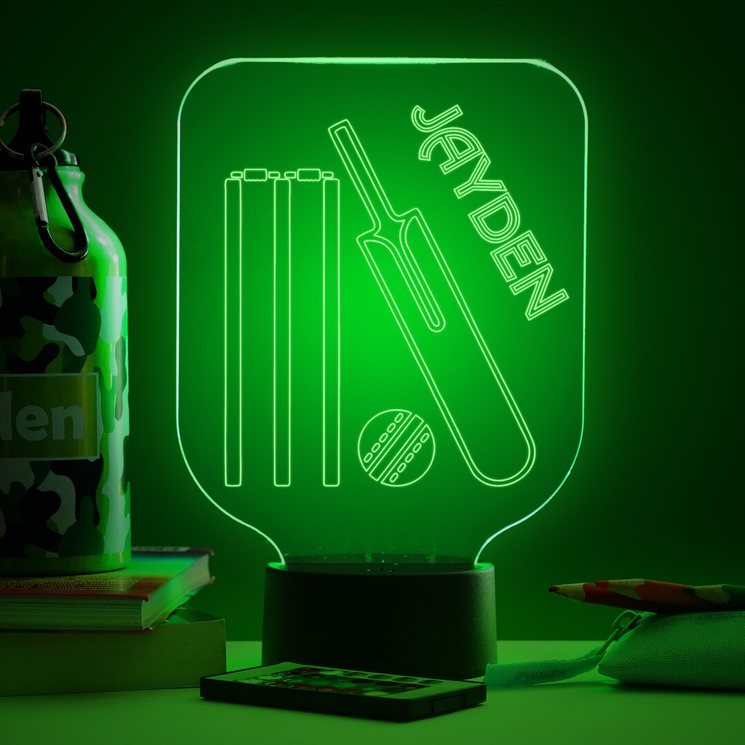 Personalised Cricket Night Light for Children's Bedroom - Kids Colour ...