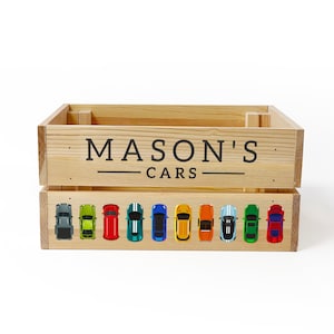 Personalised Wooden Cars Vehicles Storage Box for Kids BOY GIRL Crate ...