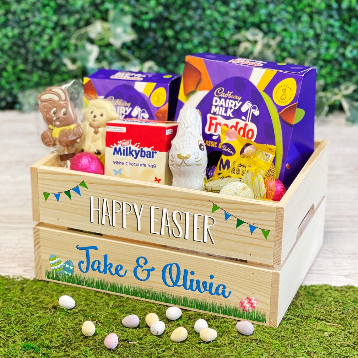 Personalised Wooden Happy Easter Crate Box Easter Egg Treat - Etsy UK