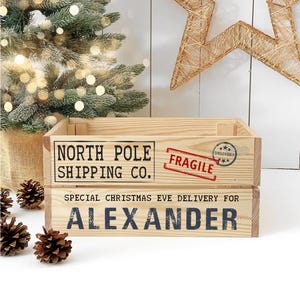 Personalised Christmas Eve Box, Wooden Xmas Shipping Crate, Special ...