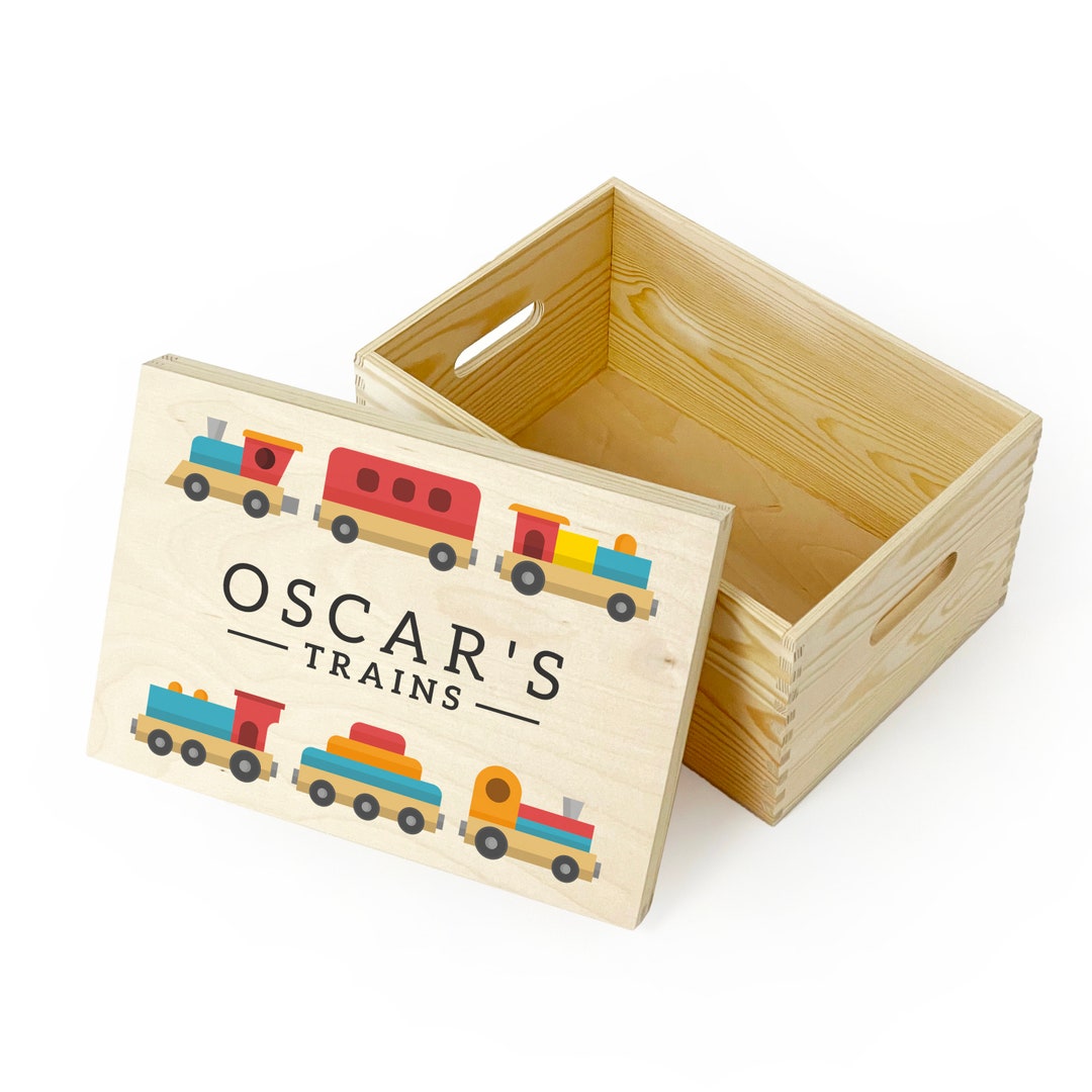 Personalised Wooden Train Toy Box: Kids Bedroom Storage - Etsy