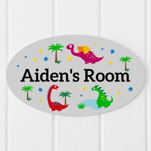 Personalised Kids Dinosaur Theme Bedroom Door Sign, Children's Wall or ...