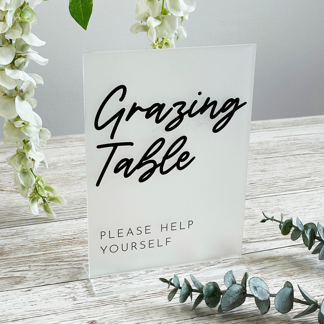Grazing Table Acrylic A5 Wedding Food Sign - Luxury Modern Wedding ...