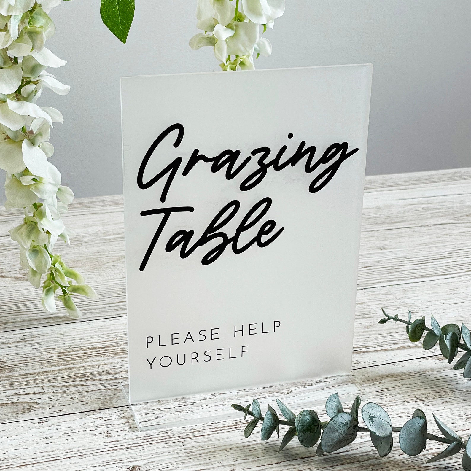 Grazing Table Acrylic A5 Wedding Food Sign Luxury Modern Wedding Décor ...