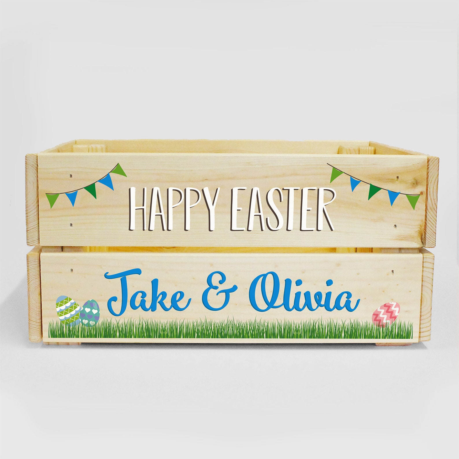 Personalised Wooden Happy Easter Crate Box Easter Egg Treat - Etsy UK