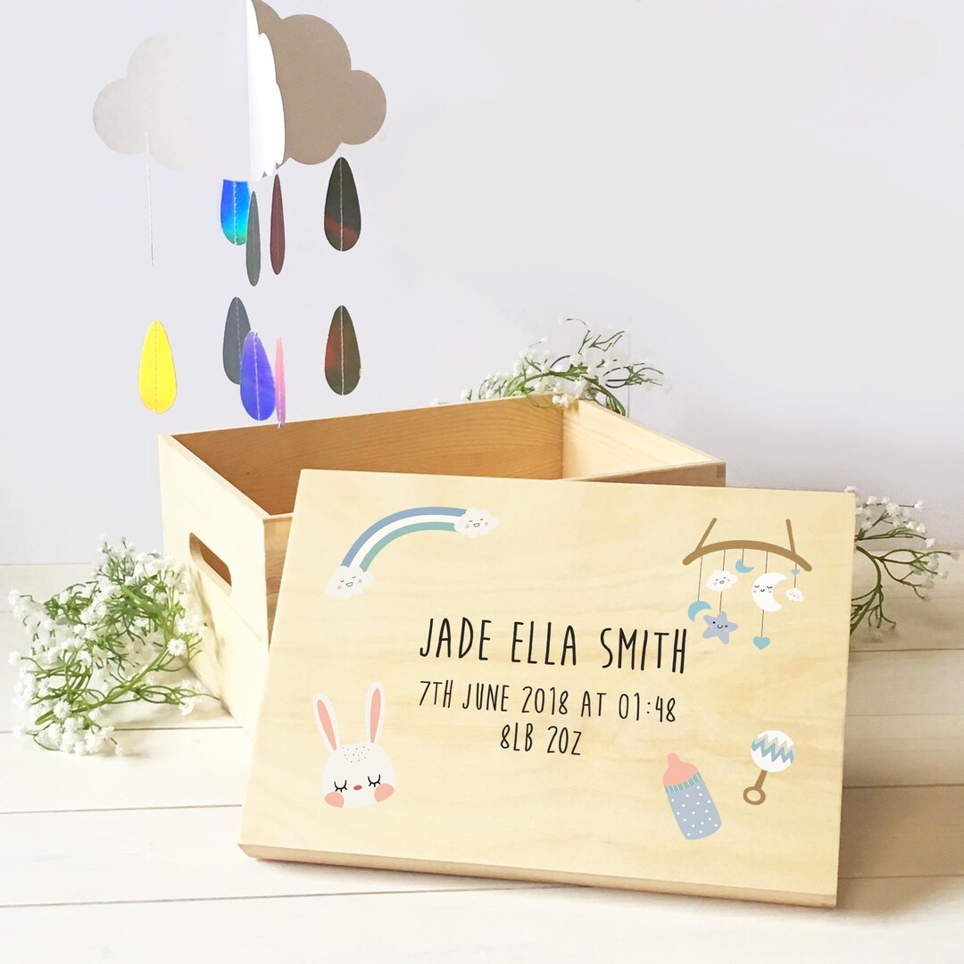 Personalised Keepsake Wooden Storage Box for Babies & Toddlers, Baby ...