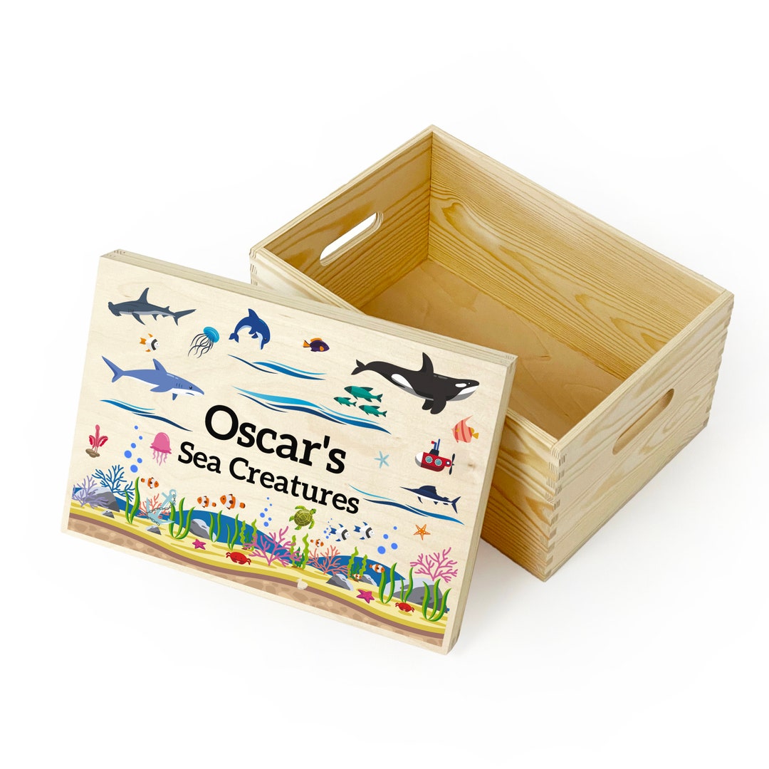 Personalised Sea Creatures Toy Box: Wooden Under-the-sea Storage - Etsy