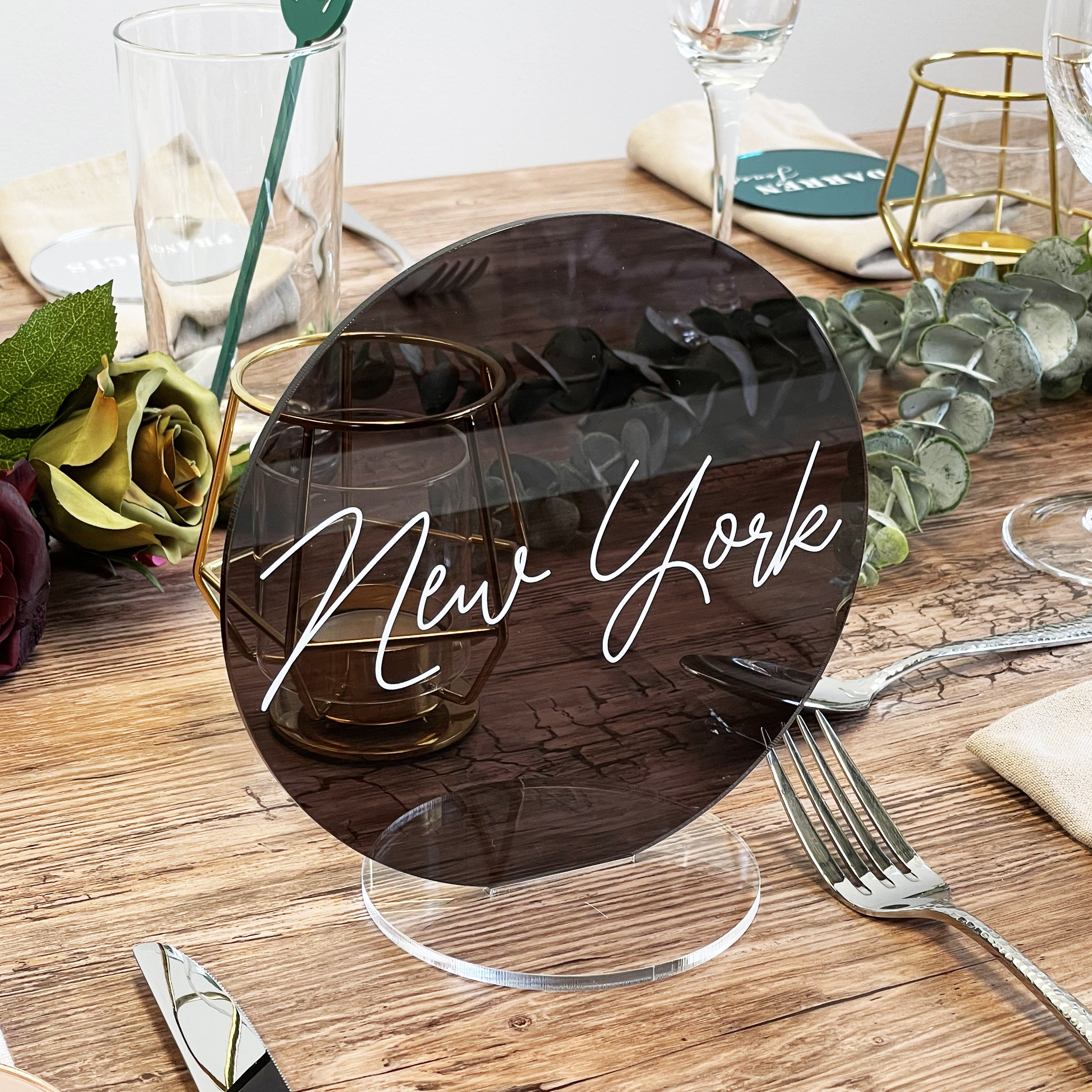Luxury Personalised Round Acrylic Table Name Signs Custom - Etsy UK