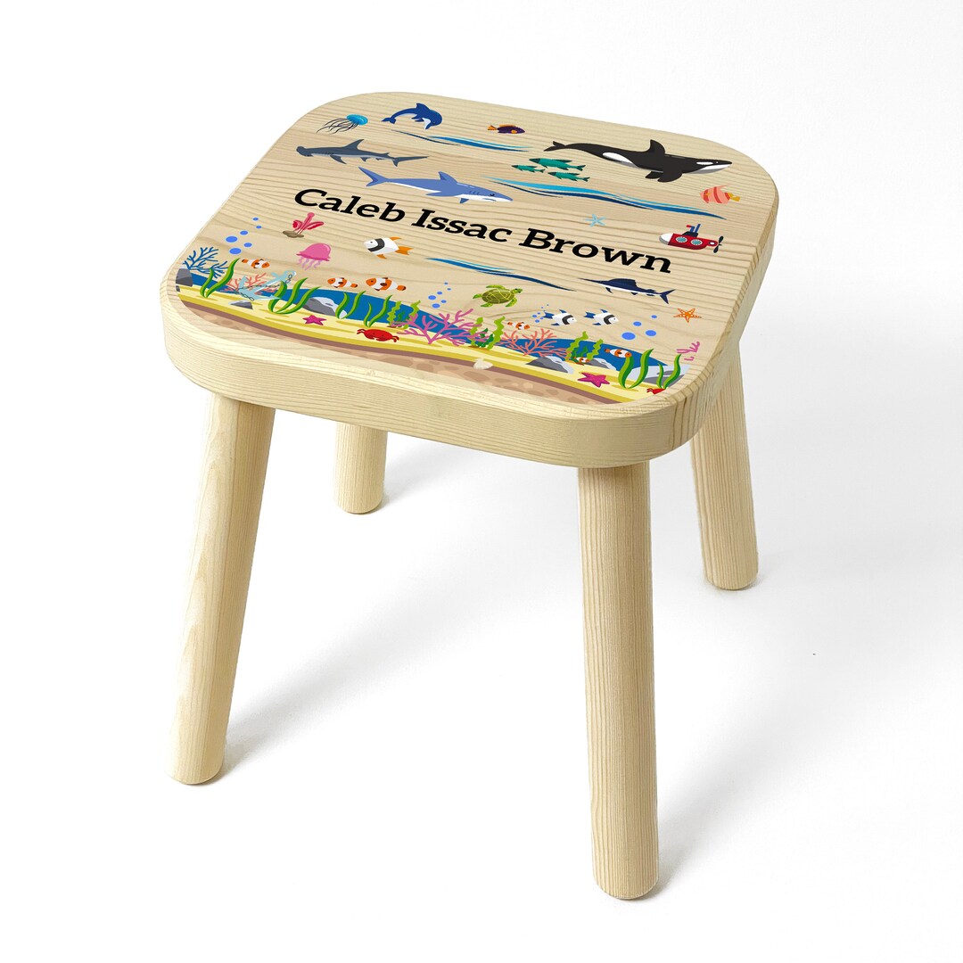 Personalised Sea Creatures Wooden Stool: Kids Birthday Gift - Etsy