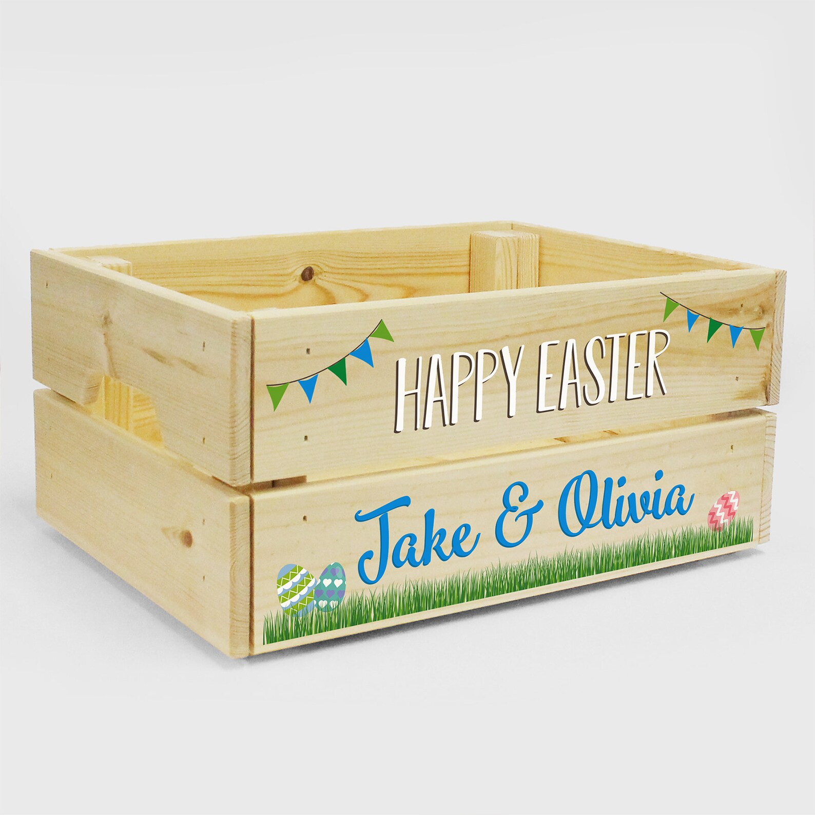 Personalised Wooden Happy Easter Crate Box Easter Egg Treat - Etsy UK