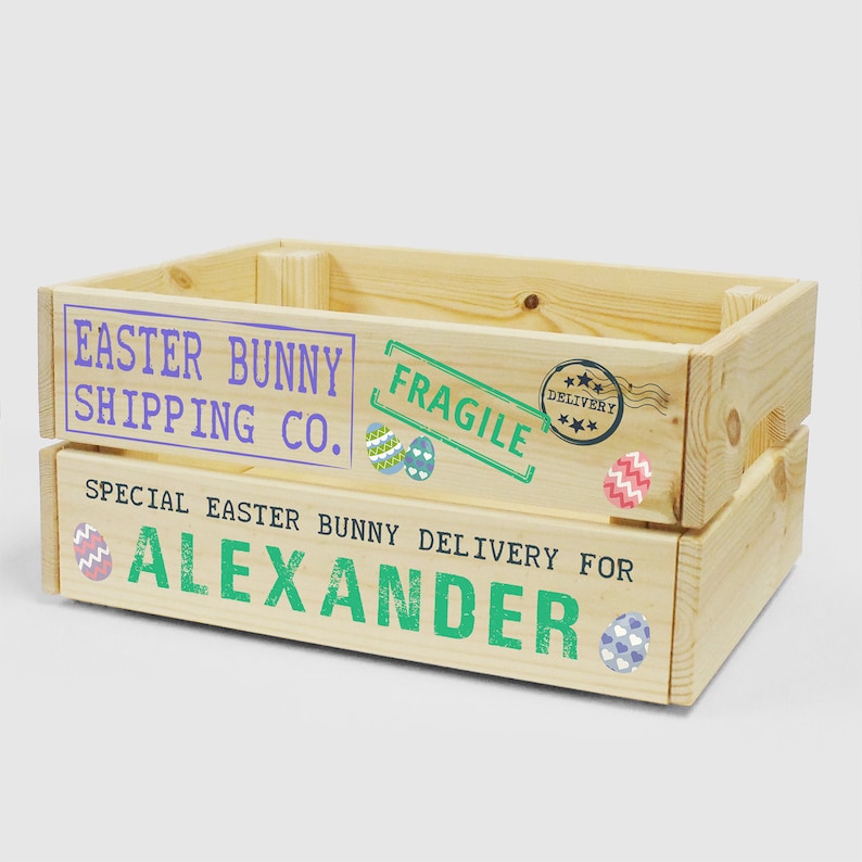 Personalised Wooden Easter Egg Crate Special Delivery Box | Etsy
