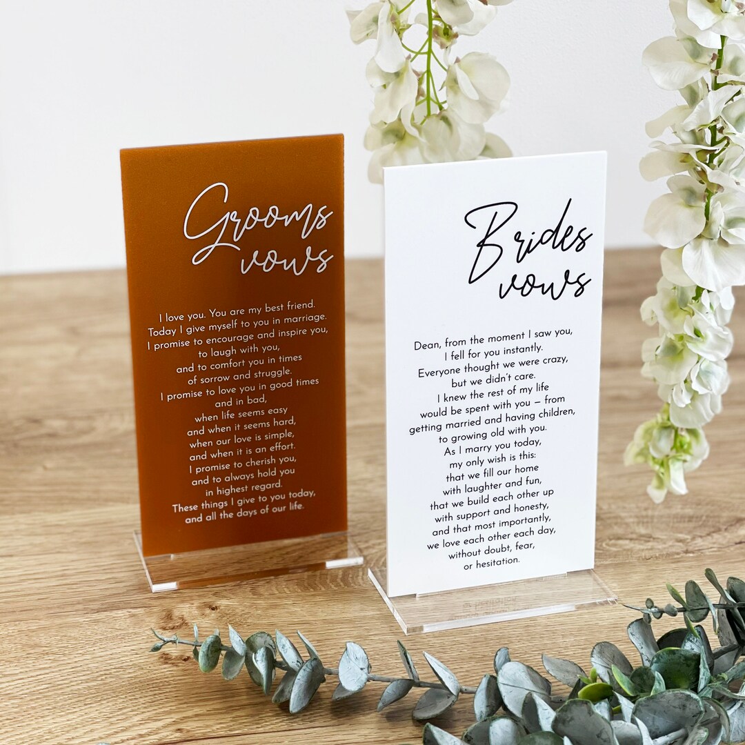 Personalised Acrylic Wedding Vow Plaque: Modern Decor Sign - Etsy