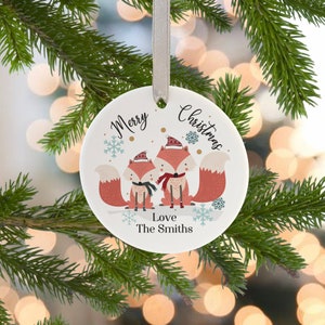 Personalised Woodland Foxes Themed "merry Christmas" Xmas Decoration ...