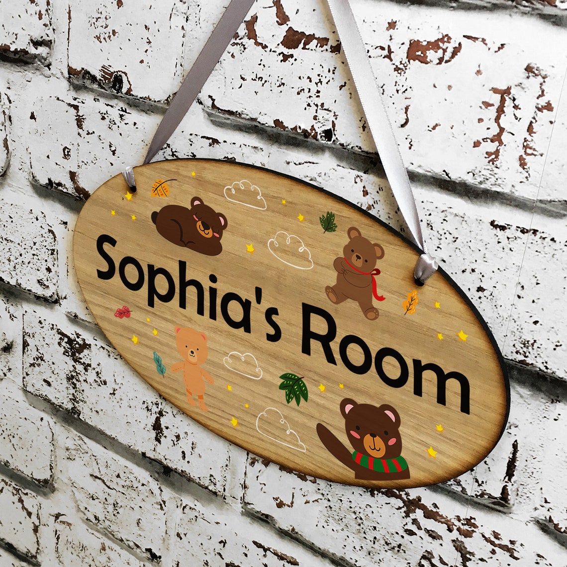 Personalised Kids Teddy Bear Theme Bedroom Door Sign - Etsy